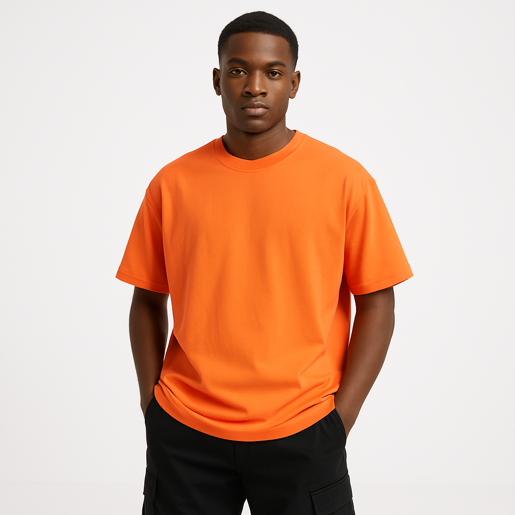 Heavyweight Basic Oversized Bright Orange T-Shirt – street 153