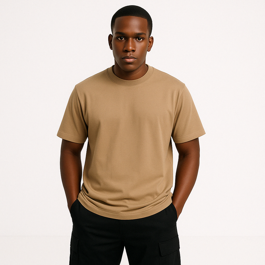 Heavyweight Basic Oversized Beige T-Shirt – street 153