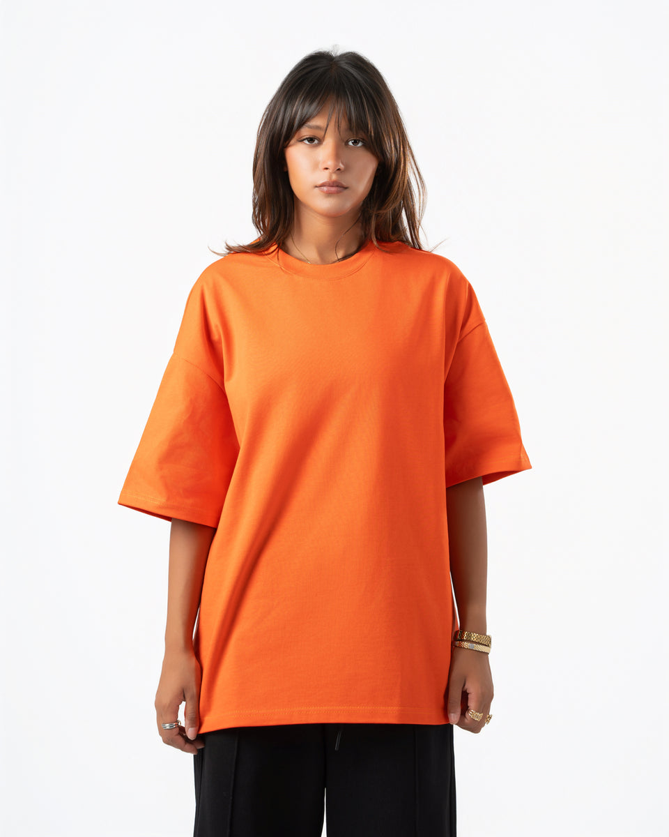 Heavyweight Basic Oversized Bright Orange T-Shirt – street 153